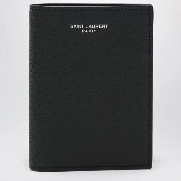 Saint Laurent Card Holder In Grain De Poudre Leather - Black