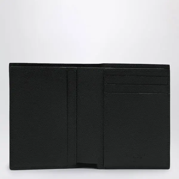 Saint Laurent Card Holder In Grain De Poudre Leather - Black
