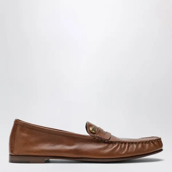 Versace Guanto Loafers In Calf Leather - Brown