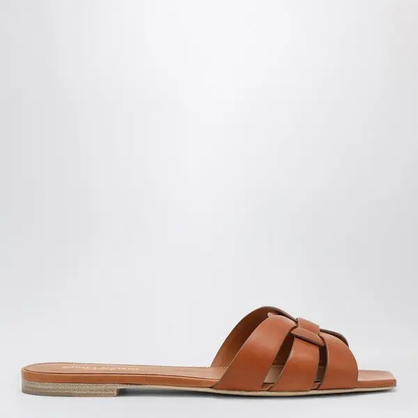 Saint Laurent Tribute Leather Sandals - Brown