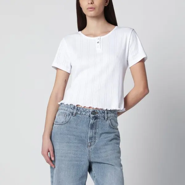 RÓHE Cropped Cotton T-shirt - White