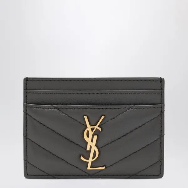 Saint Laurent Grey Cassandre Card Holder - Brown