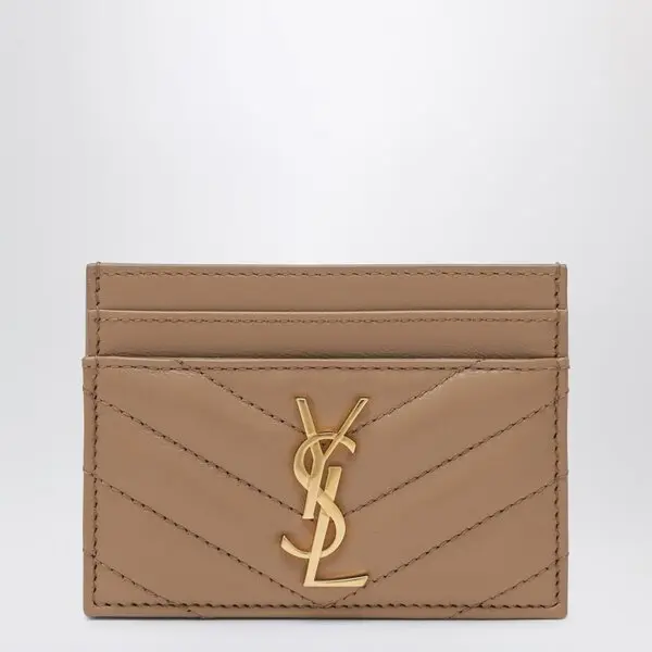 Saint Laurent Cassandre Card Holder Beige - Brown