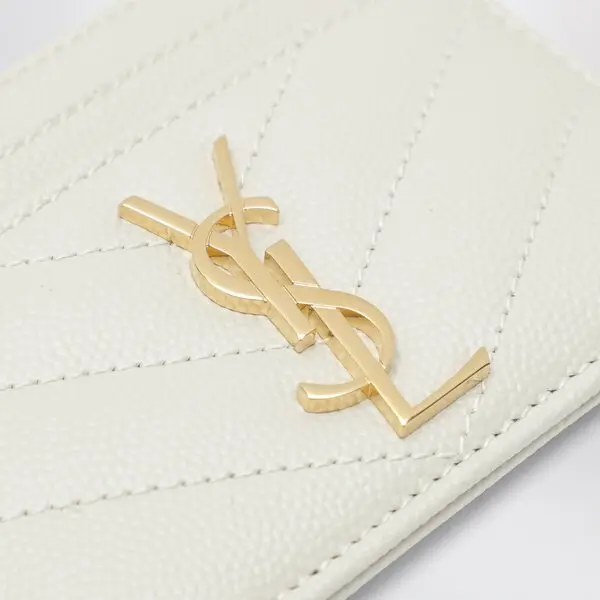 Saint Laurent Cassandre Card Holder In Cream