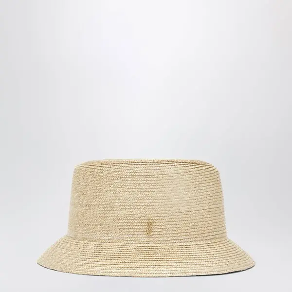 Saint Laurent Straw Hat With Cassandre Logo - Beige