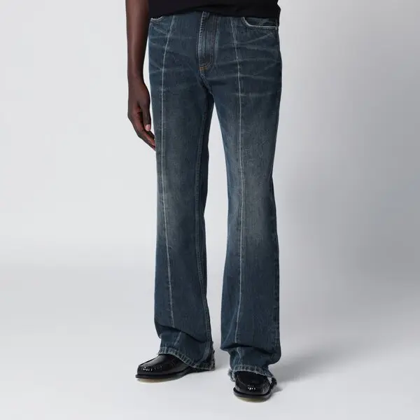 Versace Straight-leg Stonewashed Cotton Denim Jeans - Blue