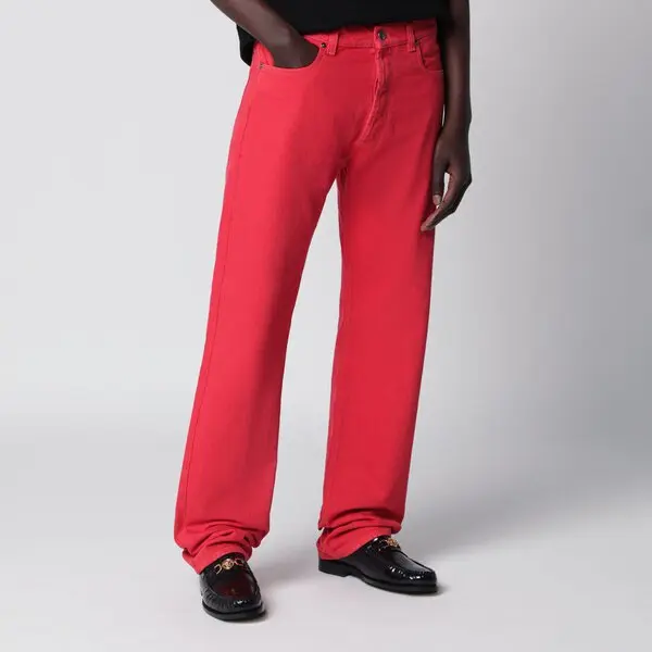 Versace Straight-leg Cotton Denim Jeans - Red