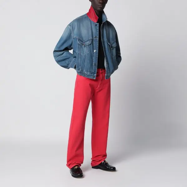Versace Straight-leg Cotton Denim Jeans - Red
