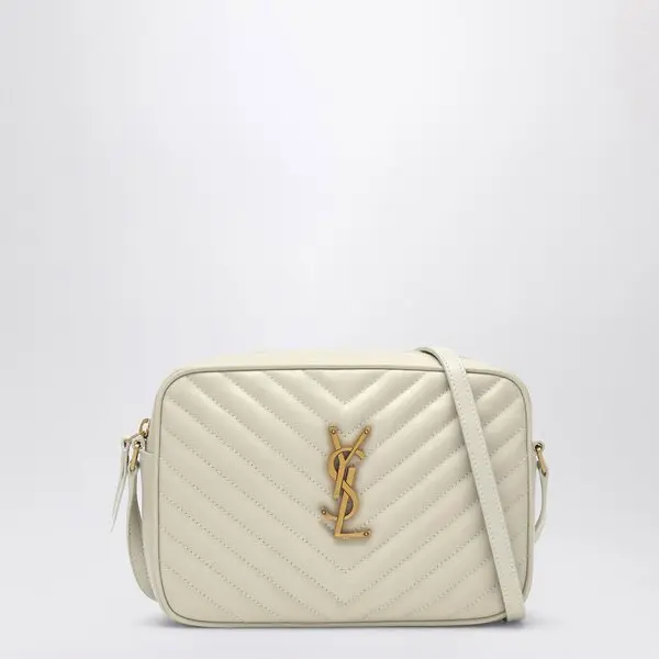 Saint Laurent Lou Cream Quilted Leather Camera Bag - White