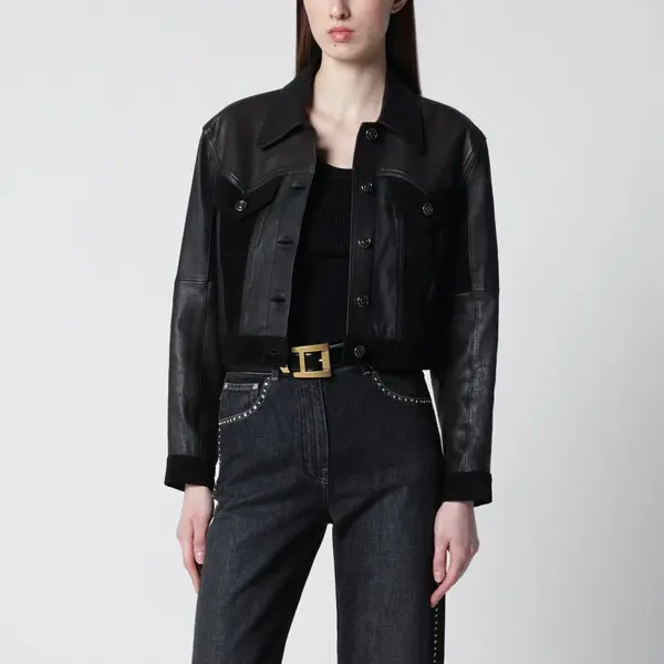 Versace Slim Leather Blouson - Black