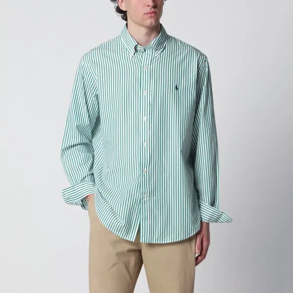 Polo Ralph Lauren White/ Striped Custom-fit Shirt - Green