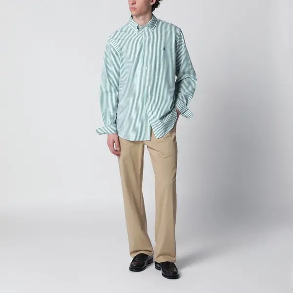 Polo Ralph Lauren White/ Striped Custom-fit Shirt - Green
