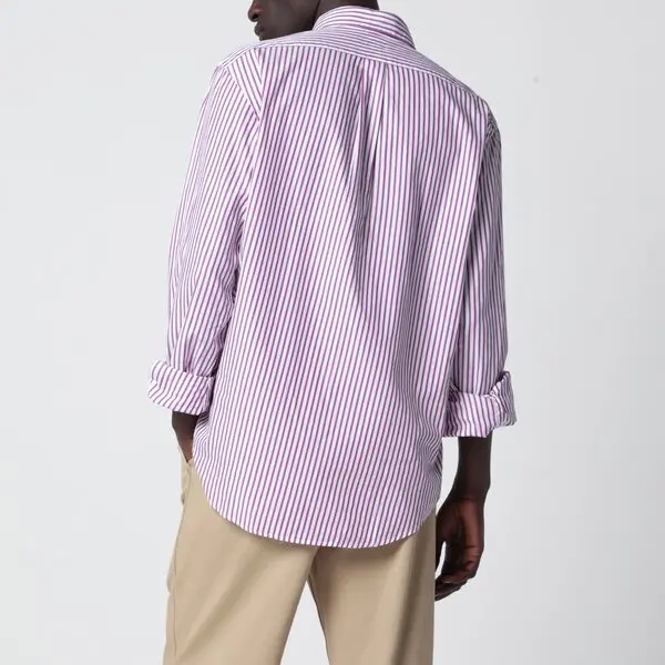 Polo Ralph Lauren White/ Striped Custom-fit Poplin Shirt - Purple
