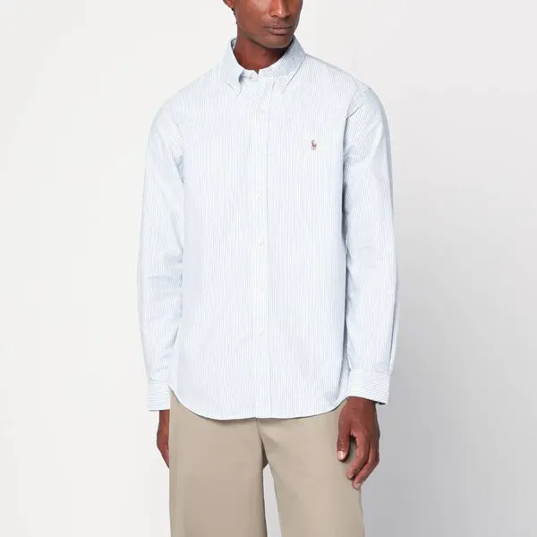Polo Ralph Lauren Light /white Striped Oxford Shirt Custom-fit - Blue