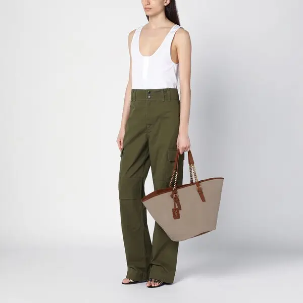 Saint Laurent Canvas And Leather Shoulder Bag - Brown