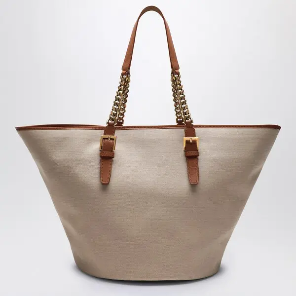 Saint Laurent Canvas And Leather Shoulder Bag - Brown