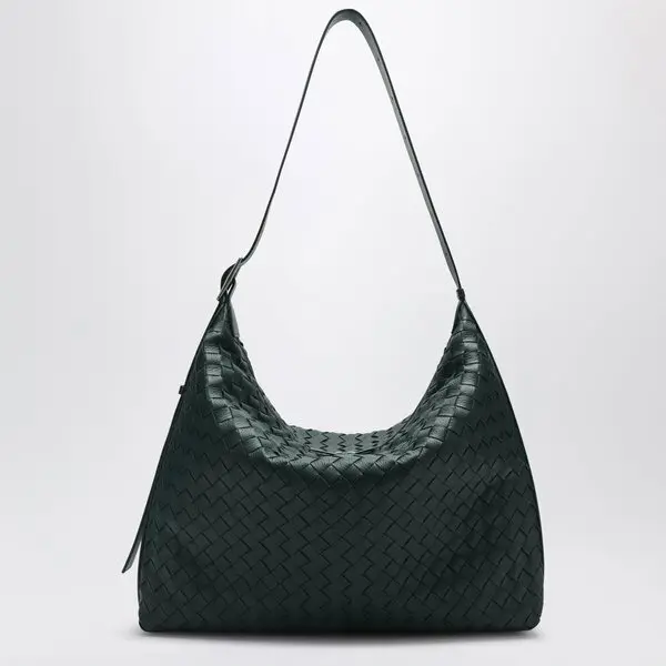 Bottega Veneta Traveler Hobo Bag In Intrecciato Deer Leather - Green