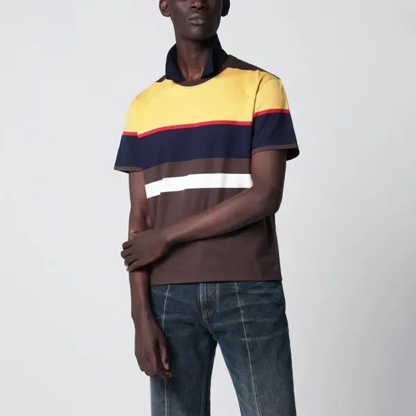 Versace Color-block Striped Cotton Polo T-shirt - Multicolor