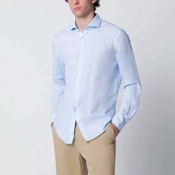 XACUS Tailor Fit Linen Shirt - Light Blue