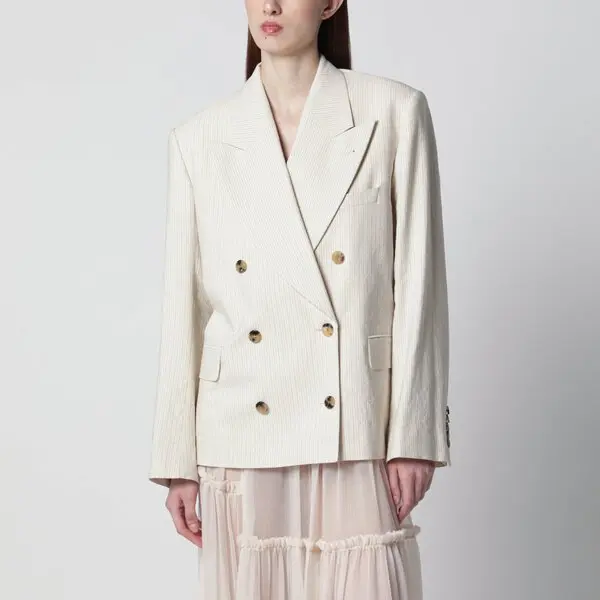 Dries Van Noten Cru Oversized Double-breasted Jacket - White