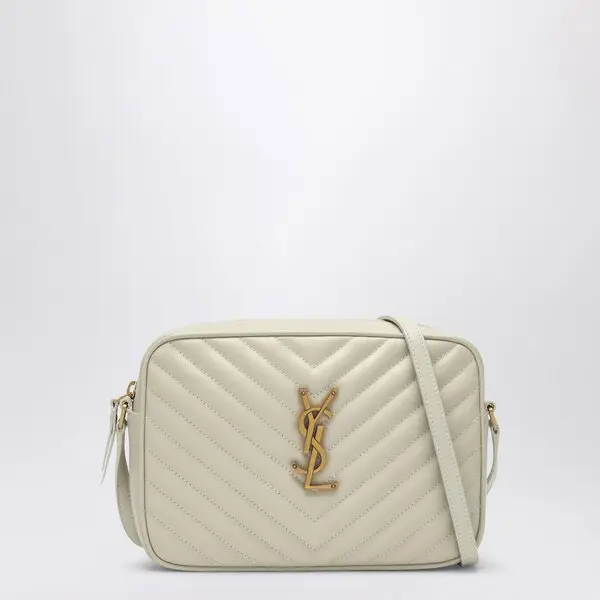 Saint Laurent Lou Cream Quilted Leather Camera Bag - White
