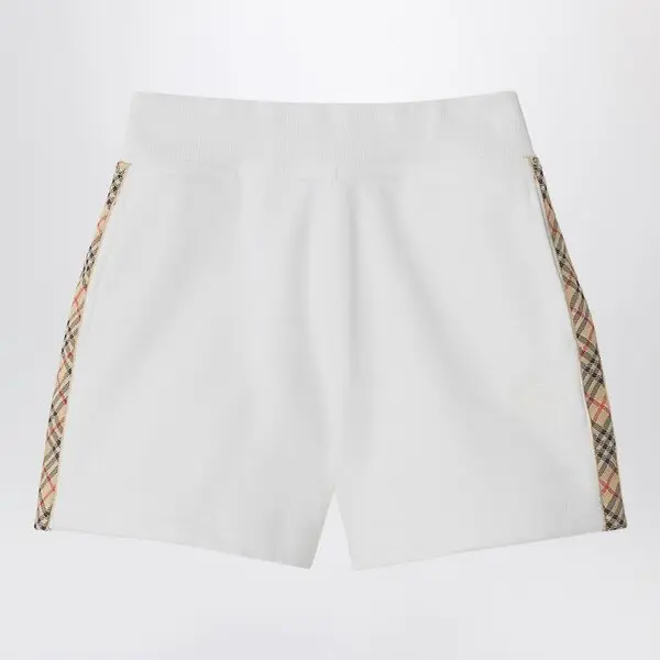 Burberry Shorts With Check Trims - White
