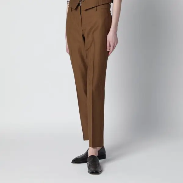 Burberry Wool And Mohair Trousers - Brown