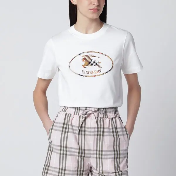 Burberry Cotton T-shirt With Knight Stamp - White