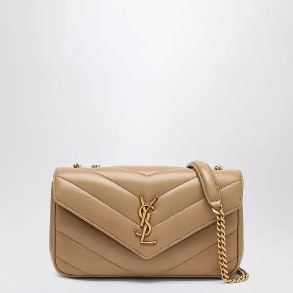 Saint Laurent Small Light Brown Loulou Leather Bag - Beige