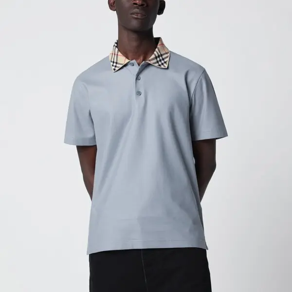 Burberry Cotton Polo With Check Collar