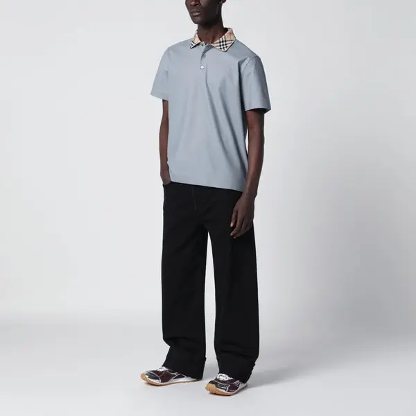 Burberry Cotton Polo With Check Collar