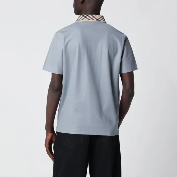 Burberry Cotton Polo With Check Collar