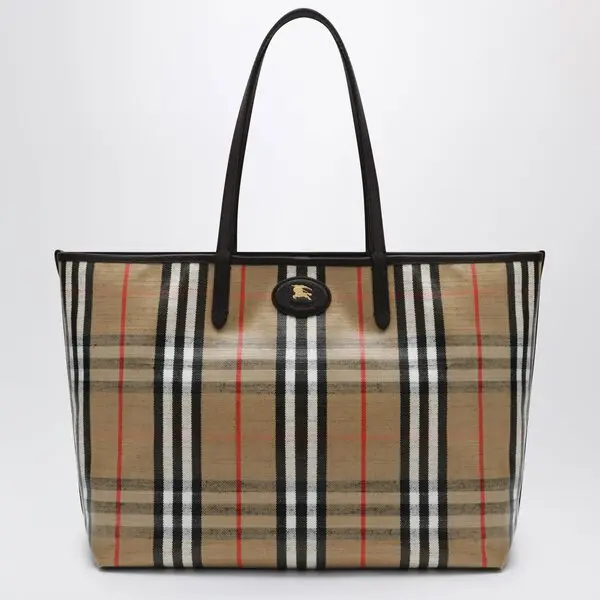 Burberry Highlands Check Pattern Tote Bag - Beige