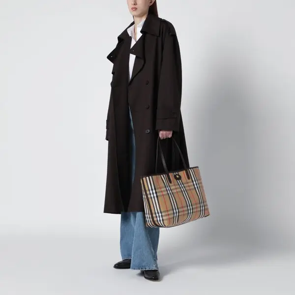 Burberry Highlands Check Pattern Tote Bag - Beige