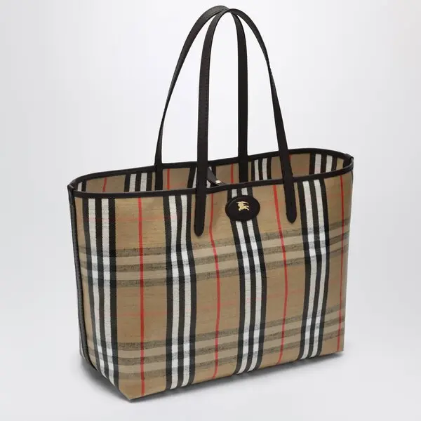 Burberry Highlands Check Pattern Tote Bag - Beige
