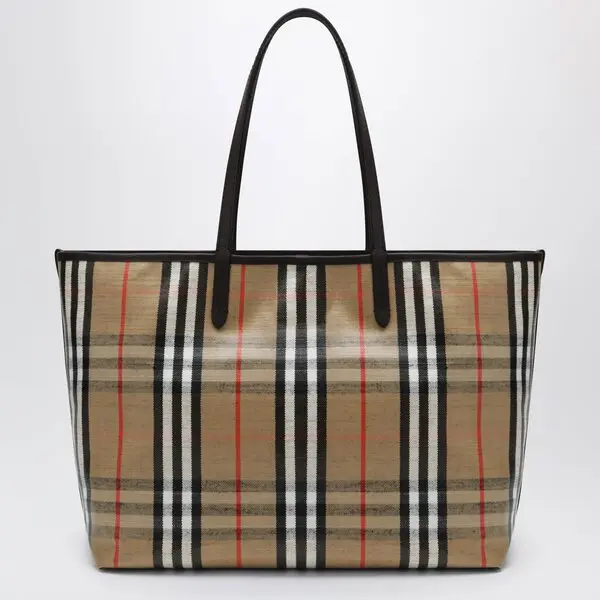 Burberry Highlands Check Pattern Tote Bag - Beige
