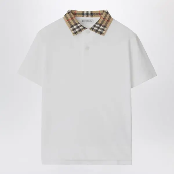 Burberry Polo Shirt With Check-pattern Collar - White