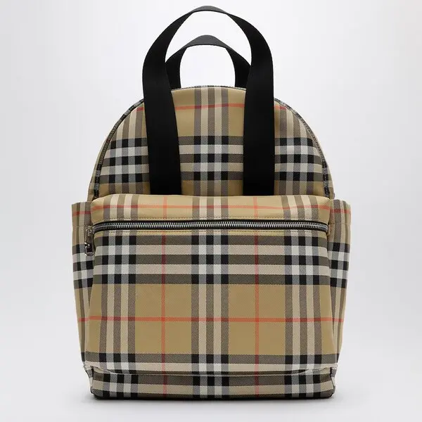 Burberry Check Motif Diaper Backpack - Beige