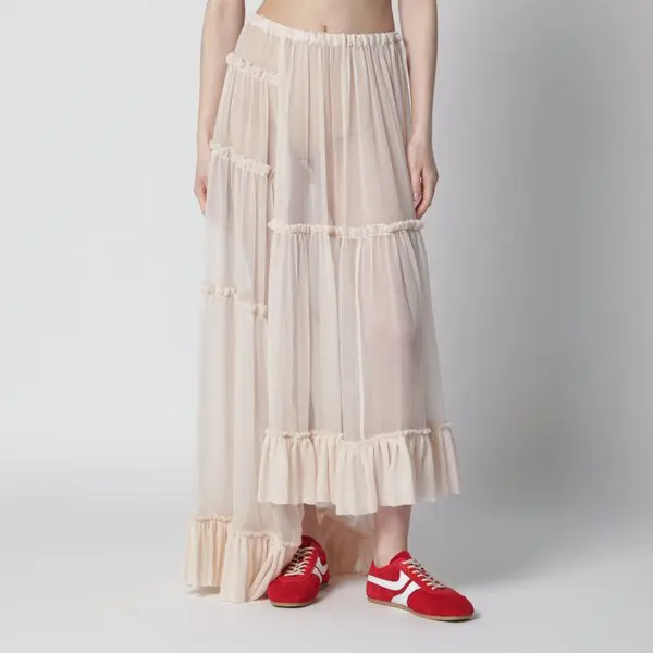 Dries Van Noten Cru Semi-sheer Silk Skirt - White