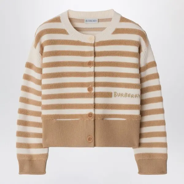 Burberry Striped Cardigan In Sand Color - Beige