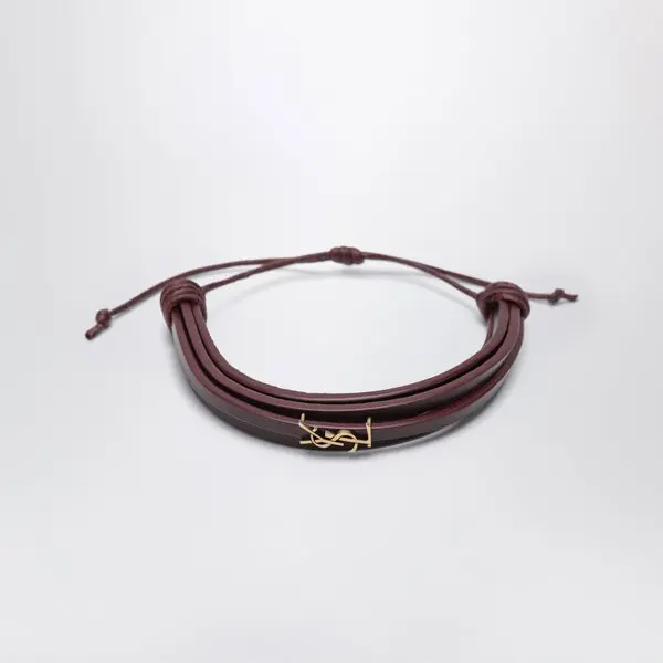 Saint Laurent Cassandre Multi-wrap Leather Bracelet - Burgundy