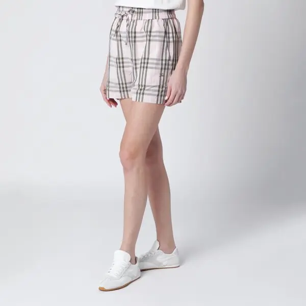Burberry Check Pattern Cotton Shorts - Pink