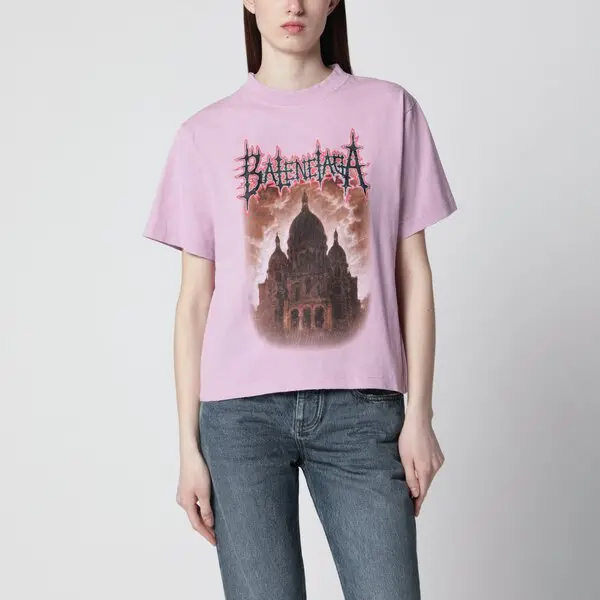 Balenciaga Sacré Caur T-shirt In Jersey, Old - Pink
