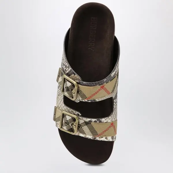 Burberry Urchin Python Print Leather Sandals - Multicolor