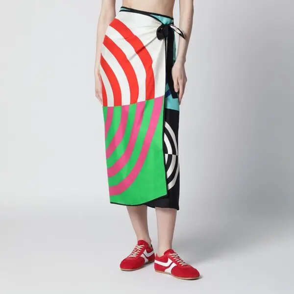 Dries Van Noten Graphic Print Silk Skirt - Multicolor