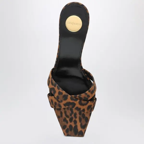 Saint Laurent Leopard Print Grosgrain Mules