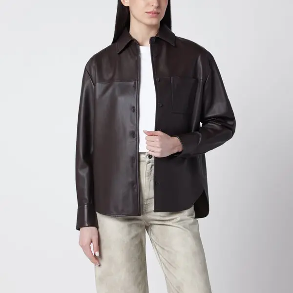 SWORD 6644 Leather Shirt Jacket - Brown