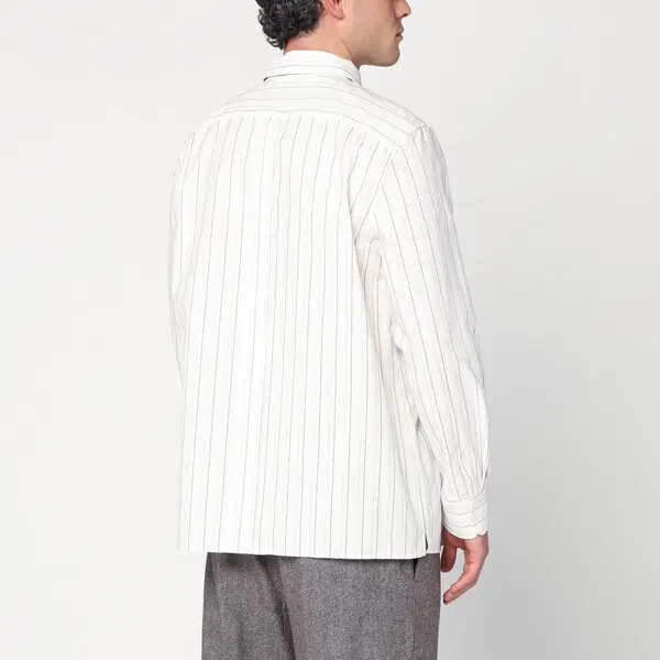 Saint Laurent Striped Cassandre Shirt In Cotton