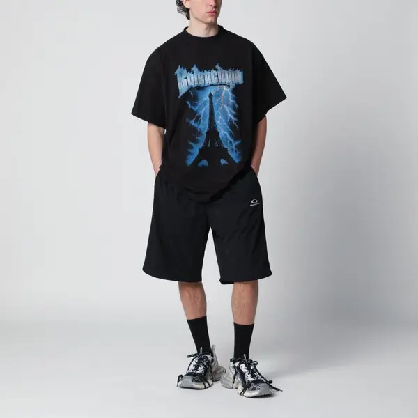 Balenciaga Paris Thunderstorm Oversized T-shirt - Black