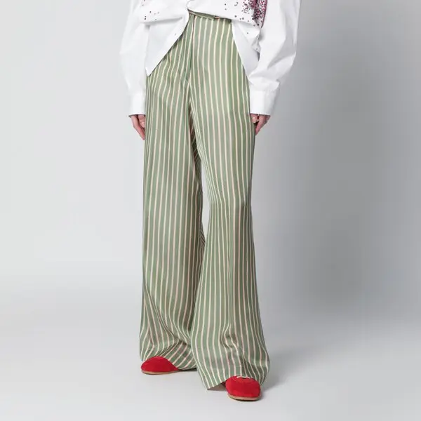 Dries Van Noten Wide-leg Striped Trousers - Green